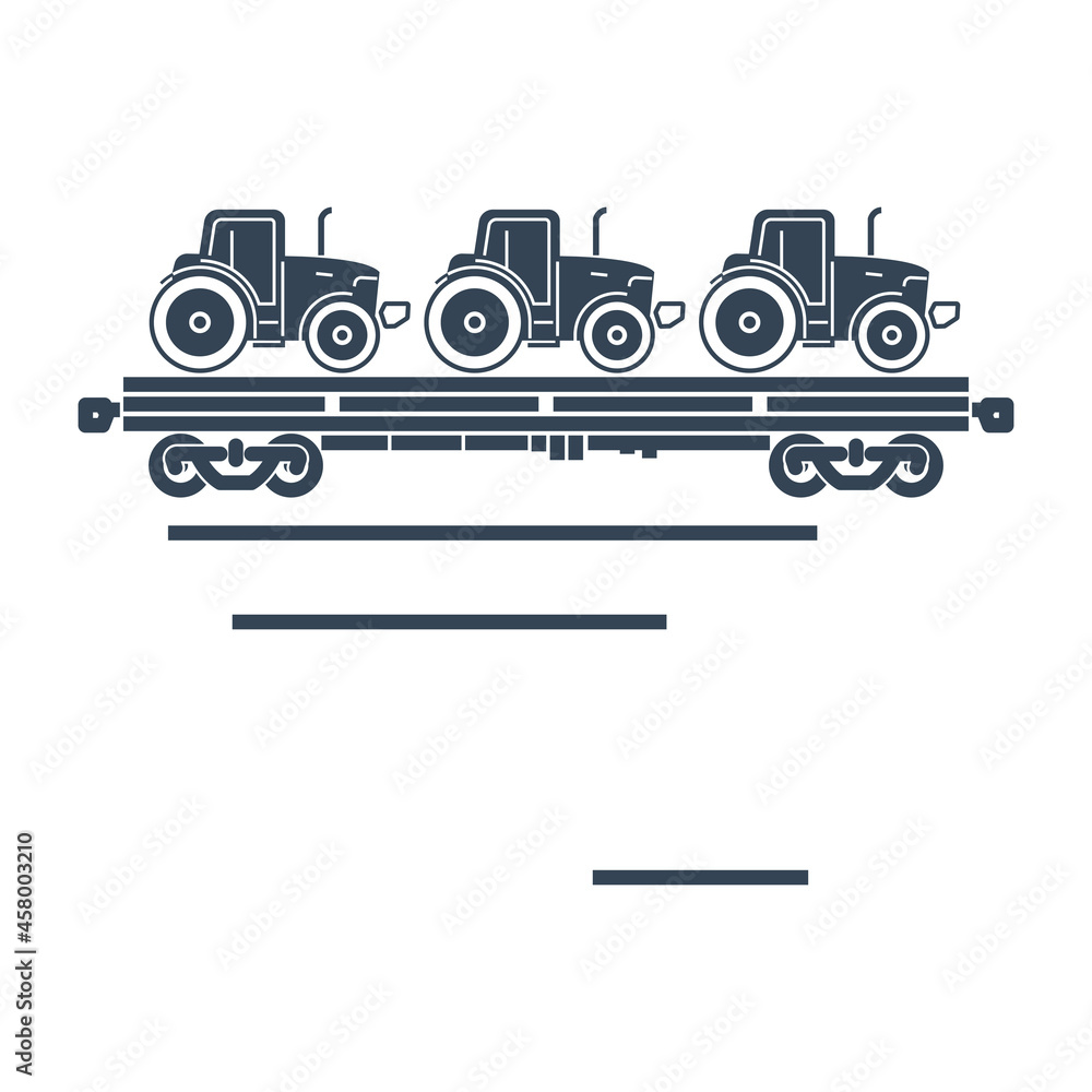 Vector black icon freight rail transport, railway, autorack Stock ...