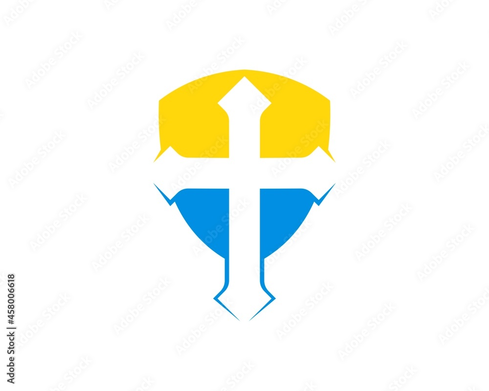 Simple shield with religion cross symbol inside Stock Vector | Adobe Stock
