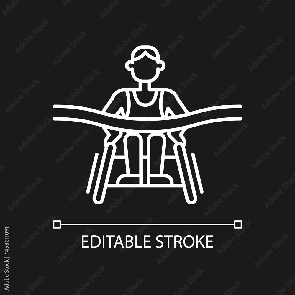 Disabled athletes white linear icon for dark theme. Famous canadian ...