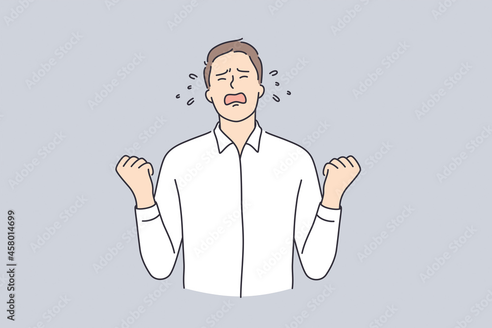 Anger, business crisis, emotions concept. Young angry furious ...