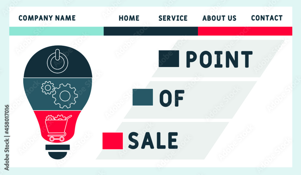 Vector website design template . POS - Point of Sale acronym. business ...