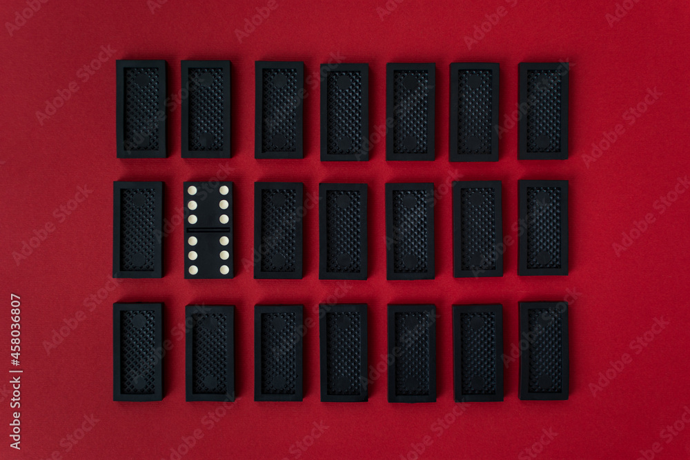 Domino minimalistic red and black background. Conceptual modern art ...