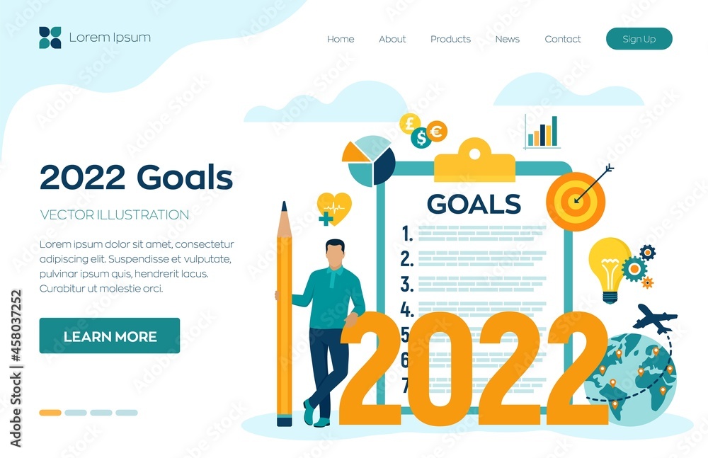2022 New Year Goals Checklist. Future Goal And Plans. List For Upcoming ...