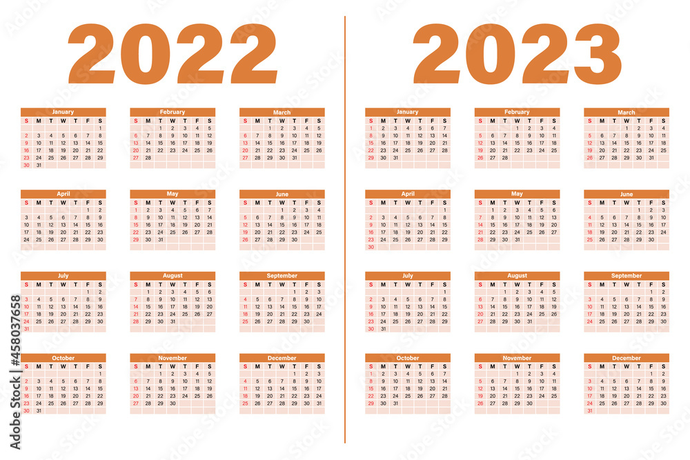 The calendar template for 2022-2023 is yellow. The week starts on ...