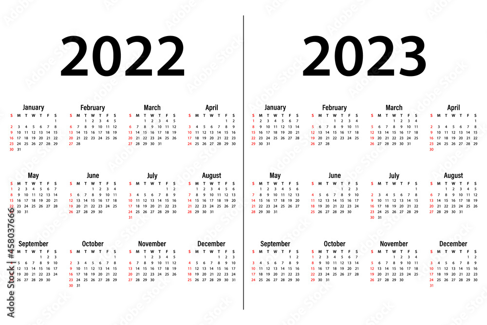 Calendar for 2022-2023-vector illustration. The week starts on Sunday ...
