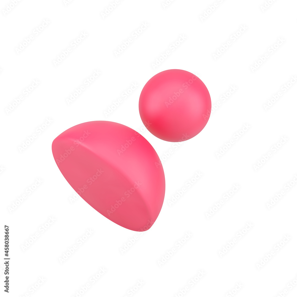 Red human symbol 3d icon. Abstract avatar for online communication and ...