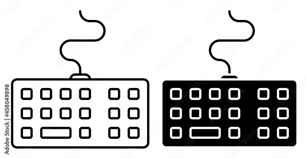 Linear icon. Wireless personal computer keyboard. Letters and symbols ...