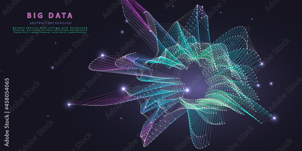 Abstract technology background with polygonal chaotic grid color on ...