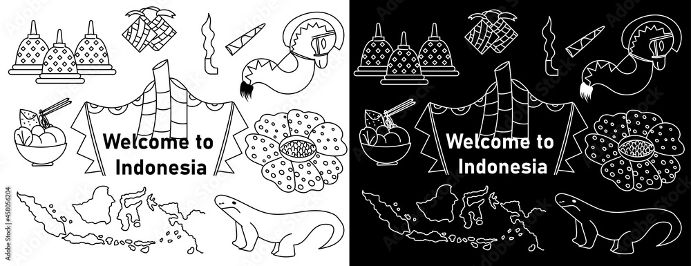Set of Indonesia Doodle. traditional, culture vector illustration Stock ...