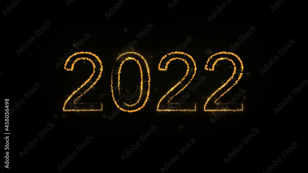 Happy New Year 2022. Number 2022 form by gold sparkling sparklers star ...