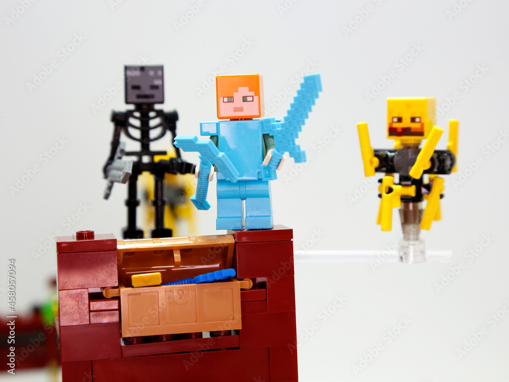 Minecraft. Alex, wither skeleton and blaze. Lego toys. Nether Fortress ...