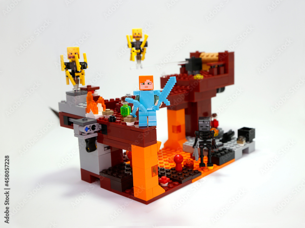 Minecraft. Alex, wither skeleton and blaze. Lego toys. Nether Fortress ...