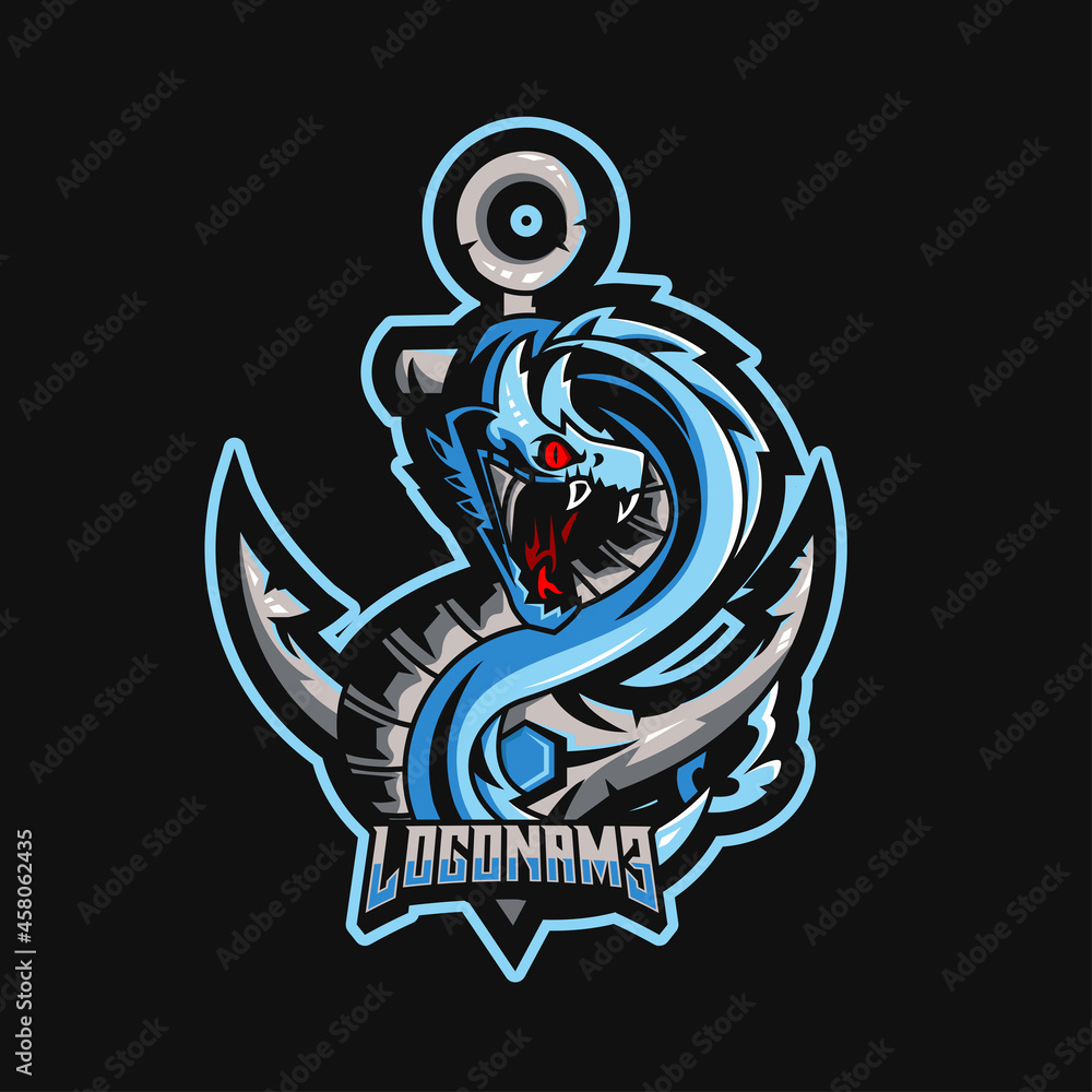 Sea dragon anchor esport logo Stock Vector | Adobe Stock
