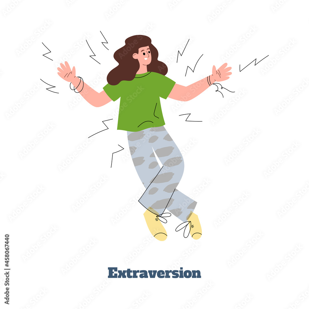 Extraversion psycho type of MBTI personality, flat vector illustration ...