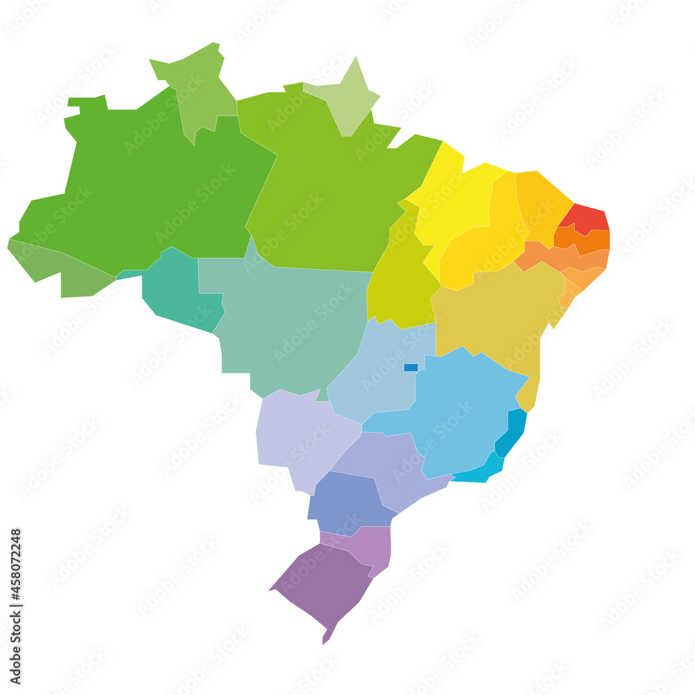Colorful political map of Brazil. Administrative divisions - states ...