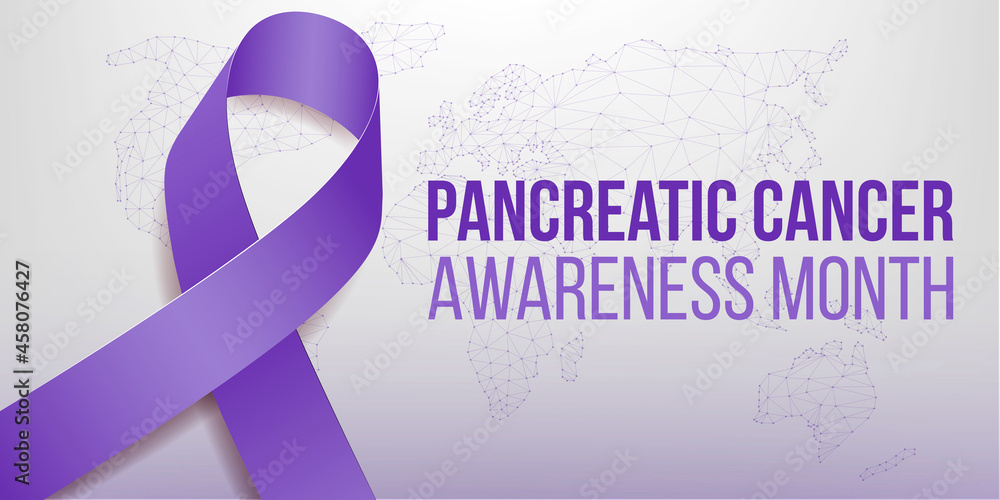 Pancreatic Cancer Awareness Month concept. Banner template with purple ...
