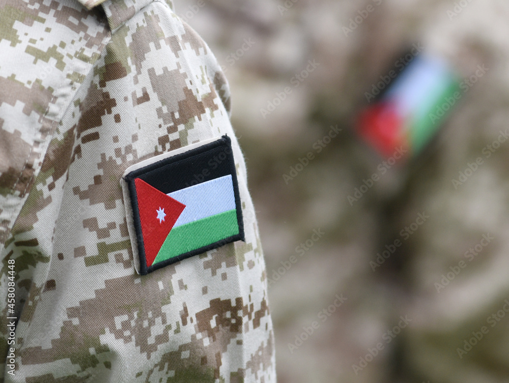 Jordanian Armed Forces (JAF). Flag of Jordan on military uniform. Stock ...