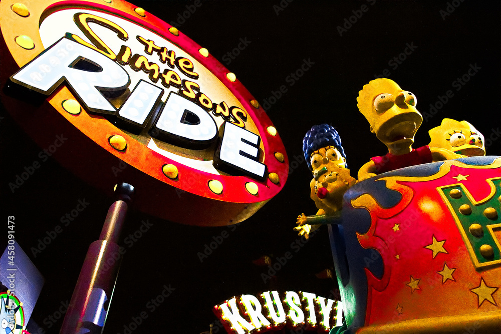 Los Angeles.CA/USA - Oct 29,2018 : "Krustyland The Simpsons Ride" , the ...