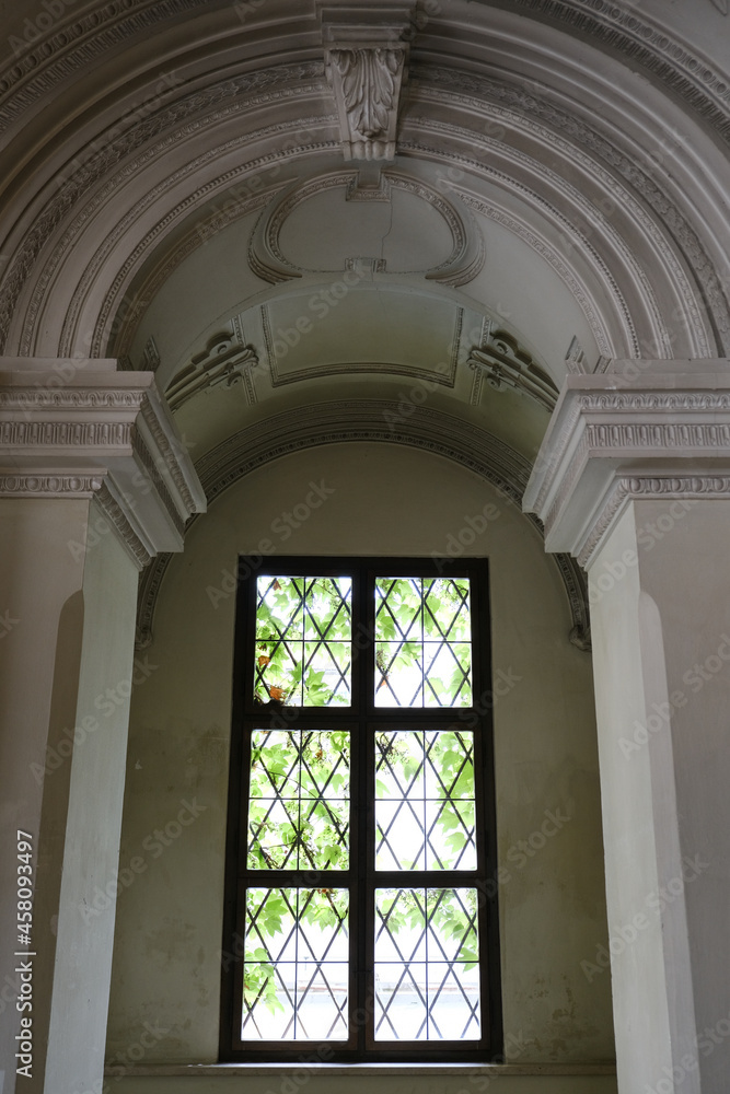 Oppulent stucco ceiling architecture with domes, archways, column ...