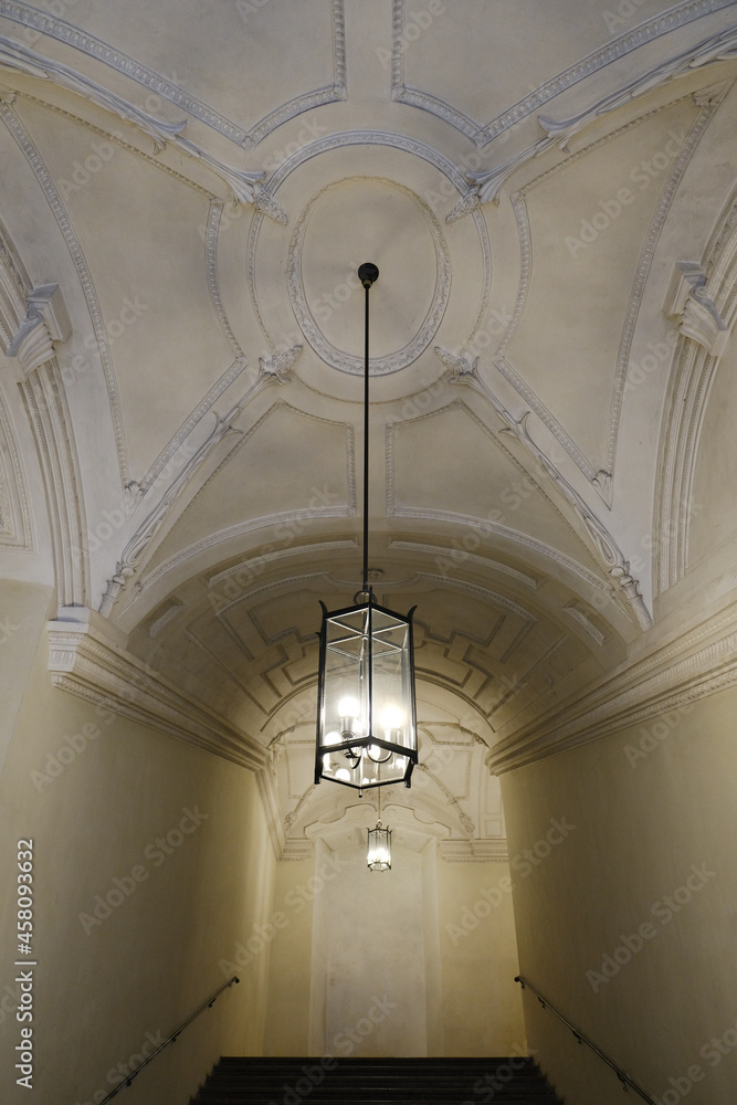 Oppulent stucco ceiling architecture with domes, archways, column ...