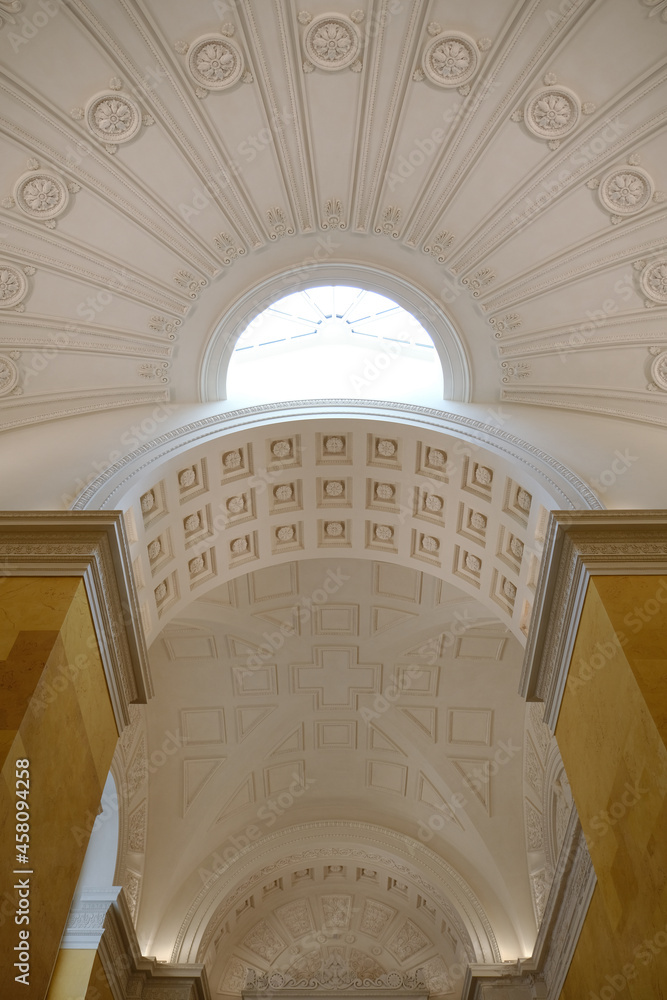 Oppulent stucco ceiling architecture with domes, archways, column ...