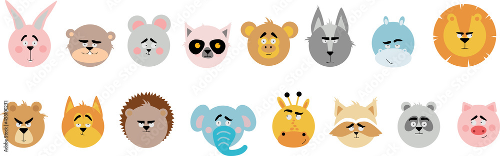 Emotional animals. Cartoon cute animals for children's cards and ...