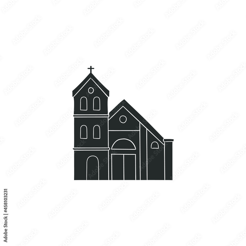 Church Building Icon Silhouette Illustration. Religious House Vector ...