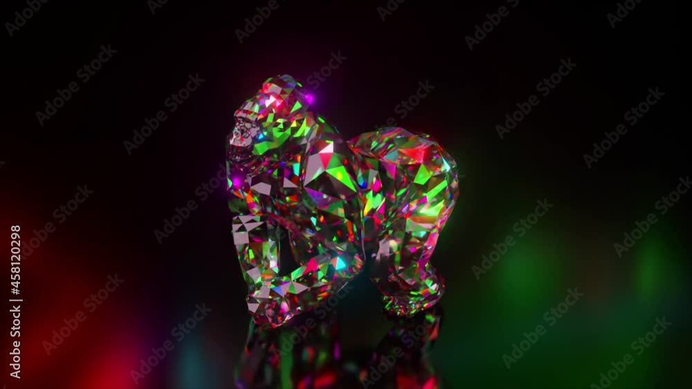 Collection of diamond animals. Running gorilla. Nature and animals ...