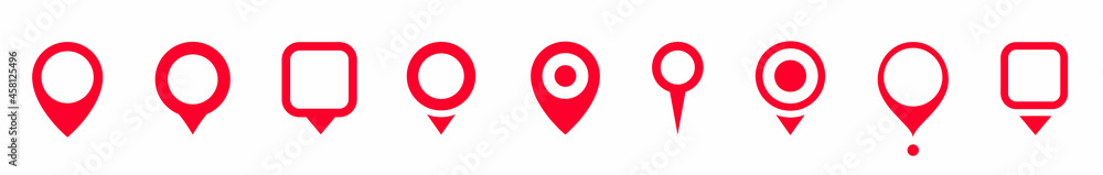 Pin Location icons. Modern map markers. Set of red map pin icons ...