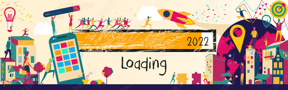 Loading 2022 (Ladebalken 2022) Vector Illustration Concept - Loading ...