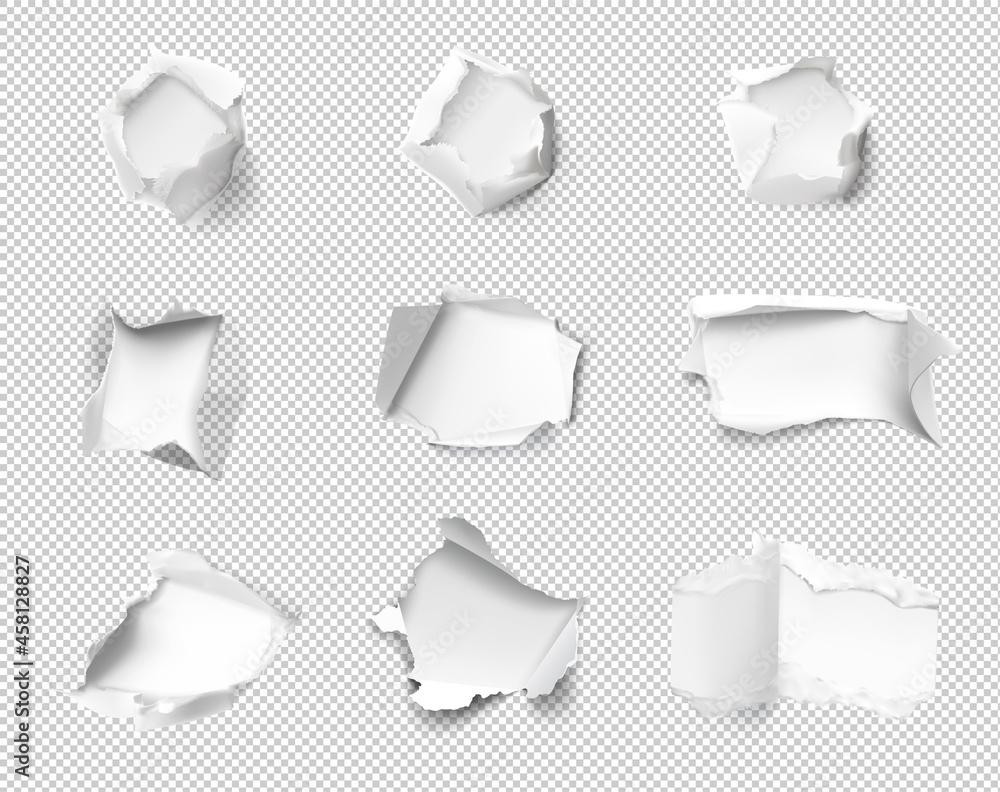 Realistic holes in paper isolated on transparent background. Vector ...