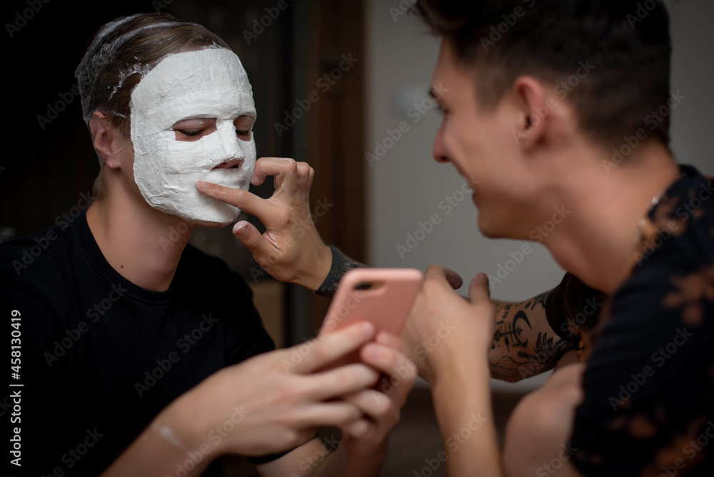 The process of making a plaster mask at home. creating masks based on a ...