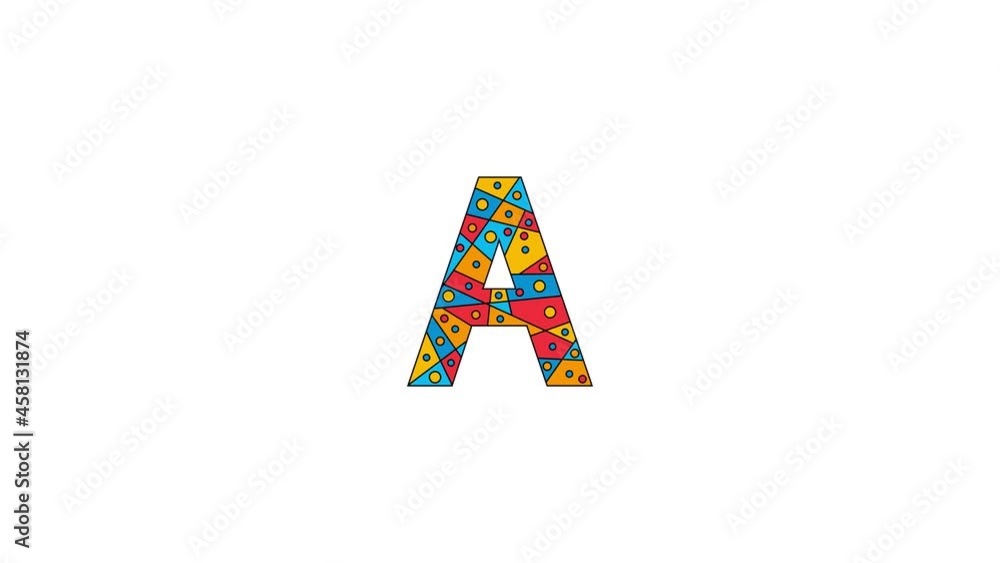Letter A. Animated unique font made of circles and triangles, polygons ...