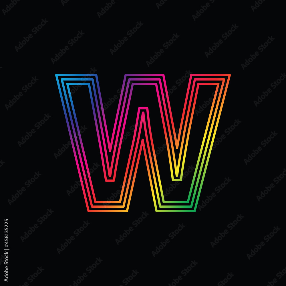 Vector Alphabet. rainbow letter W logo. abstract colorful alphabet ...