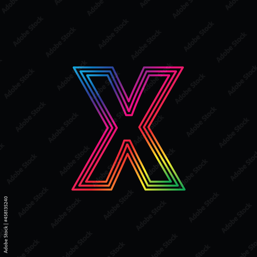 Vector Alphabet. rainbow letter X logo. abstract colorful alphabet ...