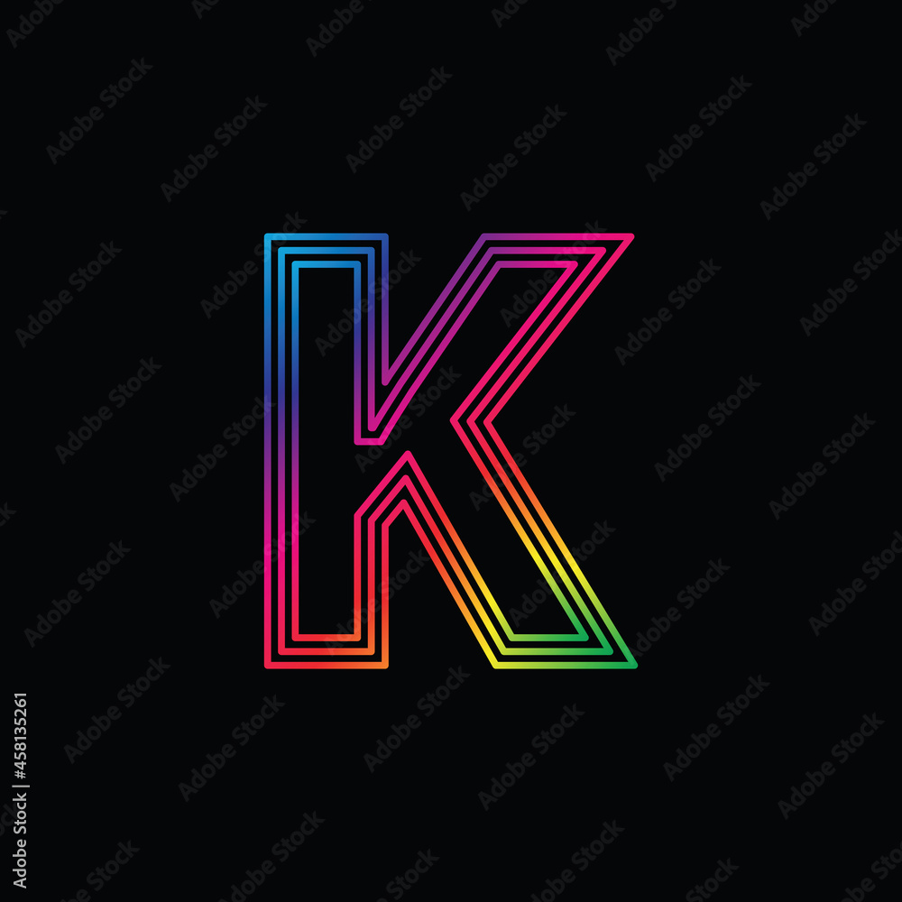 Vector Alphabet. rainbow letter K logo. abstract colorful alphabet ...
