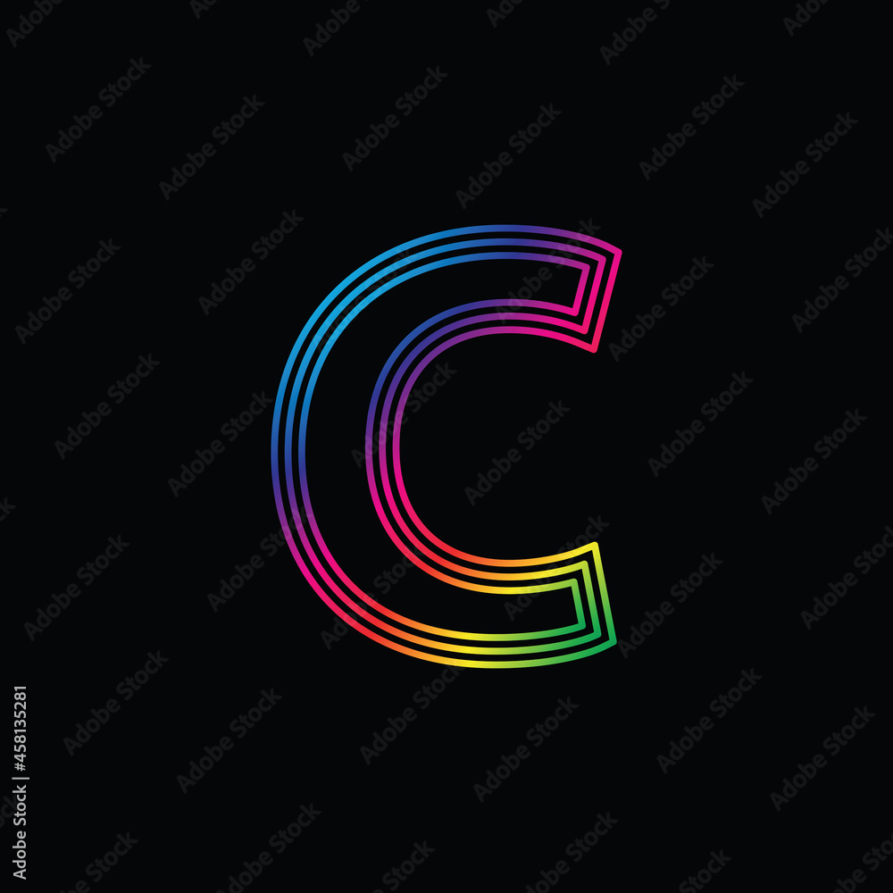 Vector Alphabet. rainbow letter C logo. abstract colorful alphabet ...