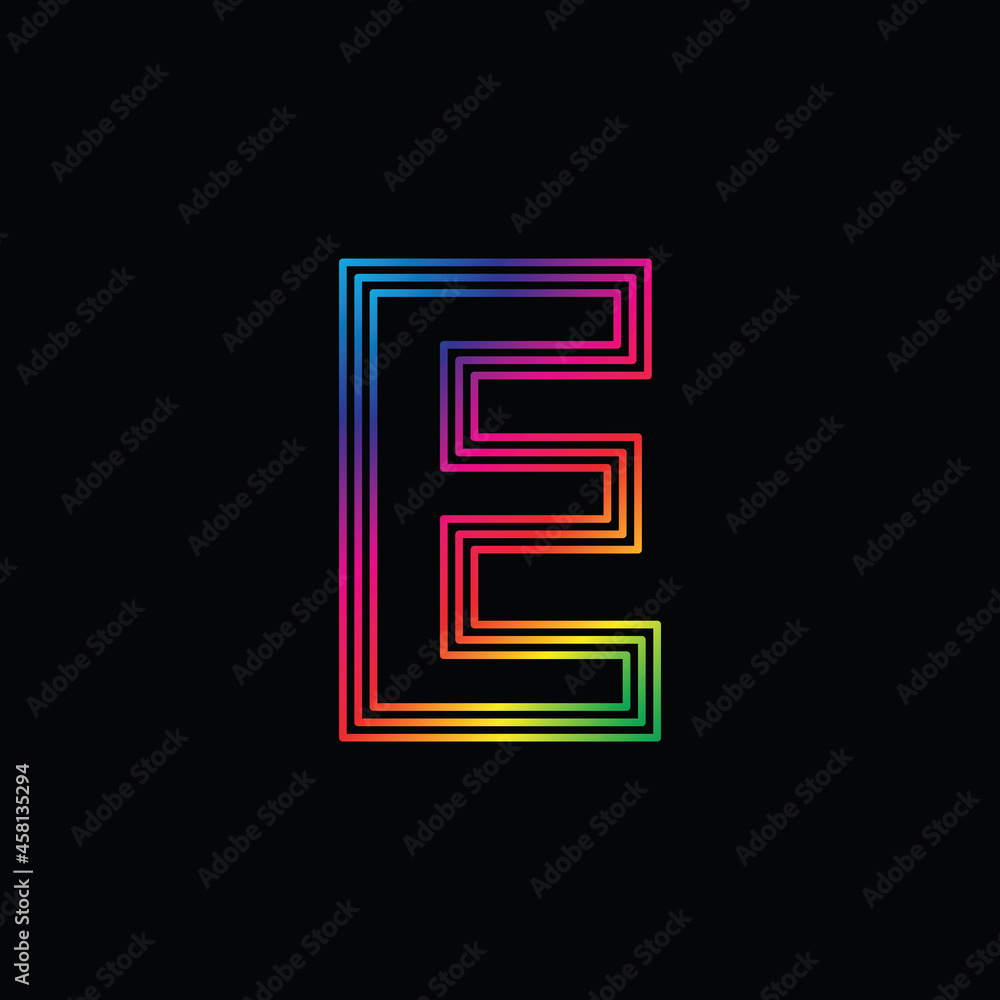 Vector Alphabet. rainbow letter E logo. abstract colorful alphabet ...