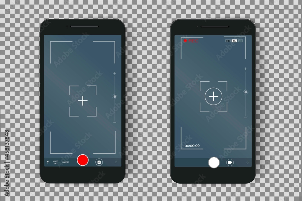 Vecteur Stock Phone camera photo and video screen settings. Digital ...