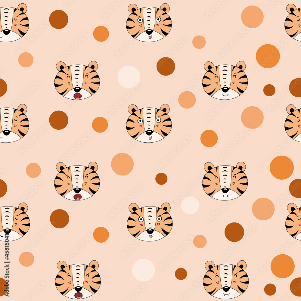 cute tiger cartoon, tiger pattern for children Stock Vector | Adobe Stock