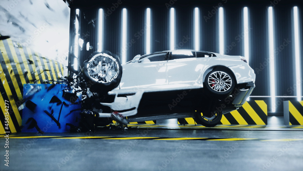 Generic 3d car crash test. Car destruction. 3d rendering. Stock ...