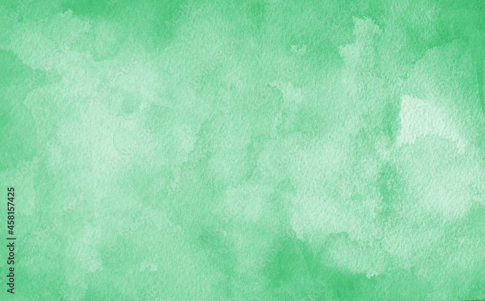 green watercolor background texture, blotches of watercolor paint ...