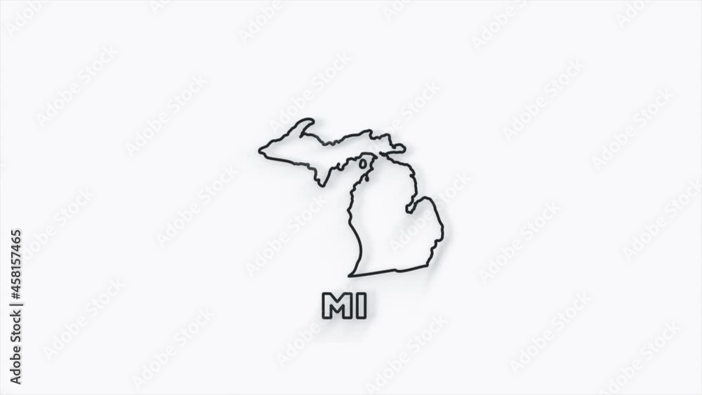 Vidéo Stock 2d line creative Michigan state lettering isolated on white ...