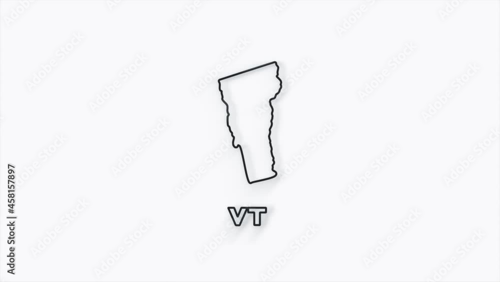 2d line creative Vermont state lettering isolated on white. 2d line ...