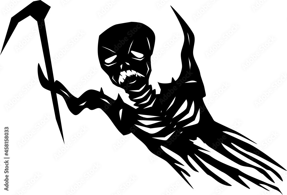 Skeletal Reaper Ghost Spirit with Axe HD Vector Illustration Stock ...