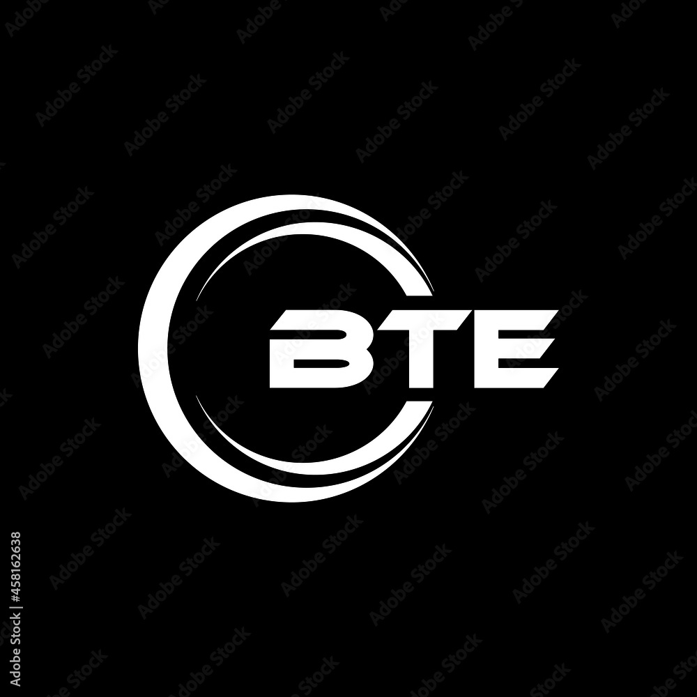 Vecteur Stock BTE letter logo design with black background in ...