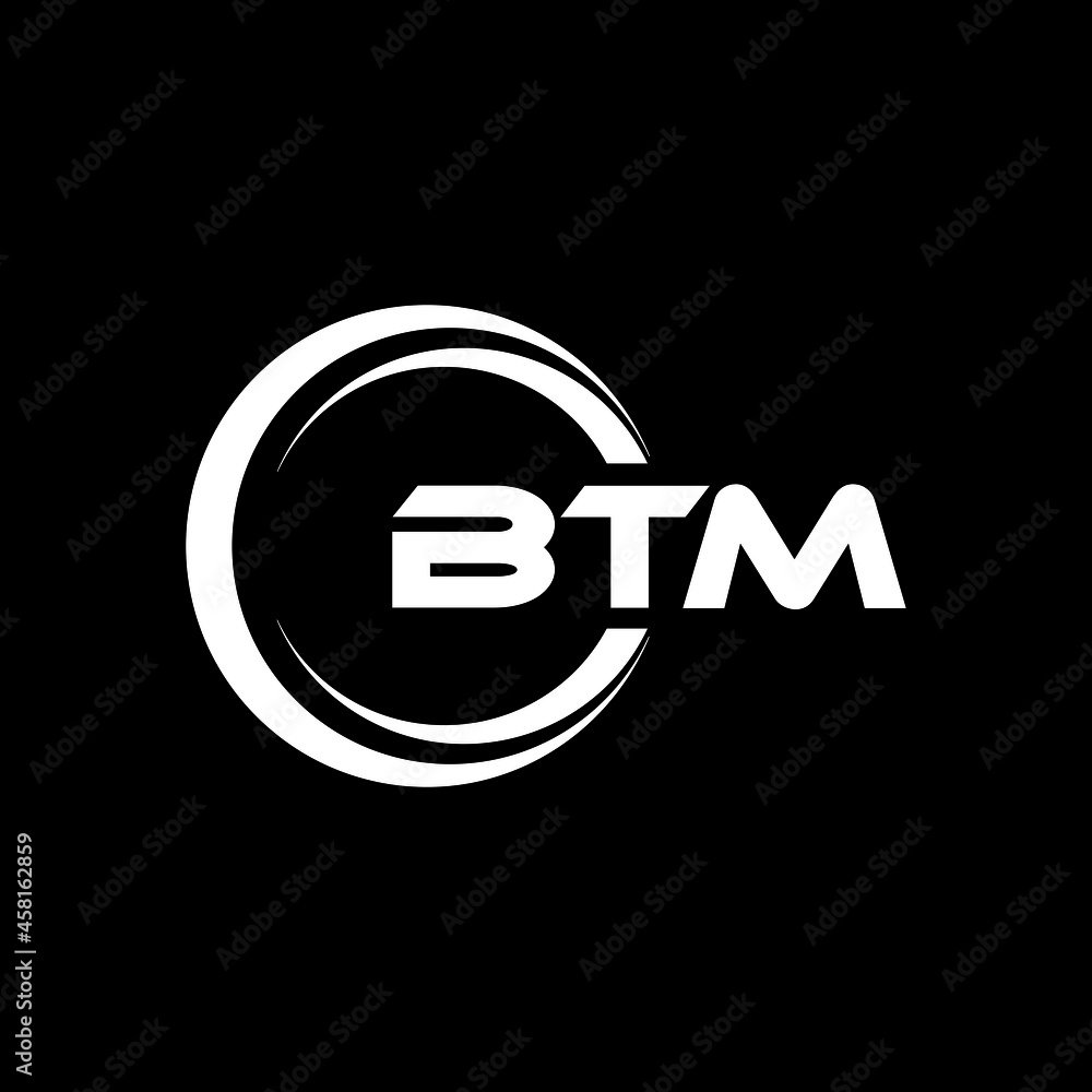 BTM letter logo design with black background in illustrator, vector ...