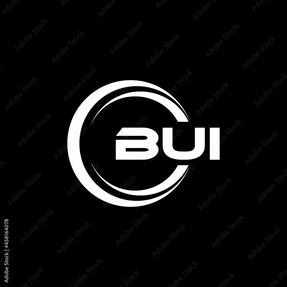 Vecteur Stock BUI letter logo design with black background in ...
