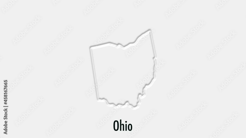Abstract line animation Ohio State of USA on hexagon style. Ohio state ...