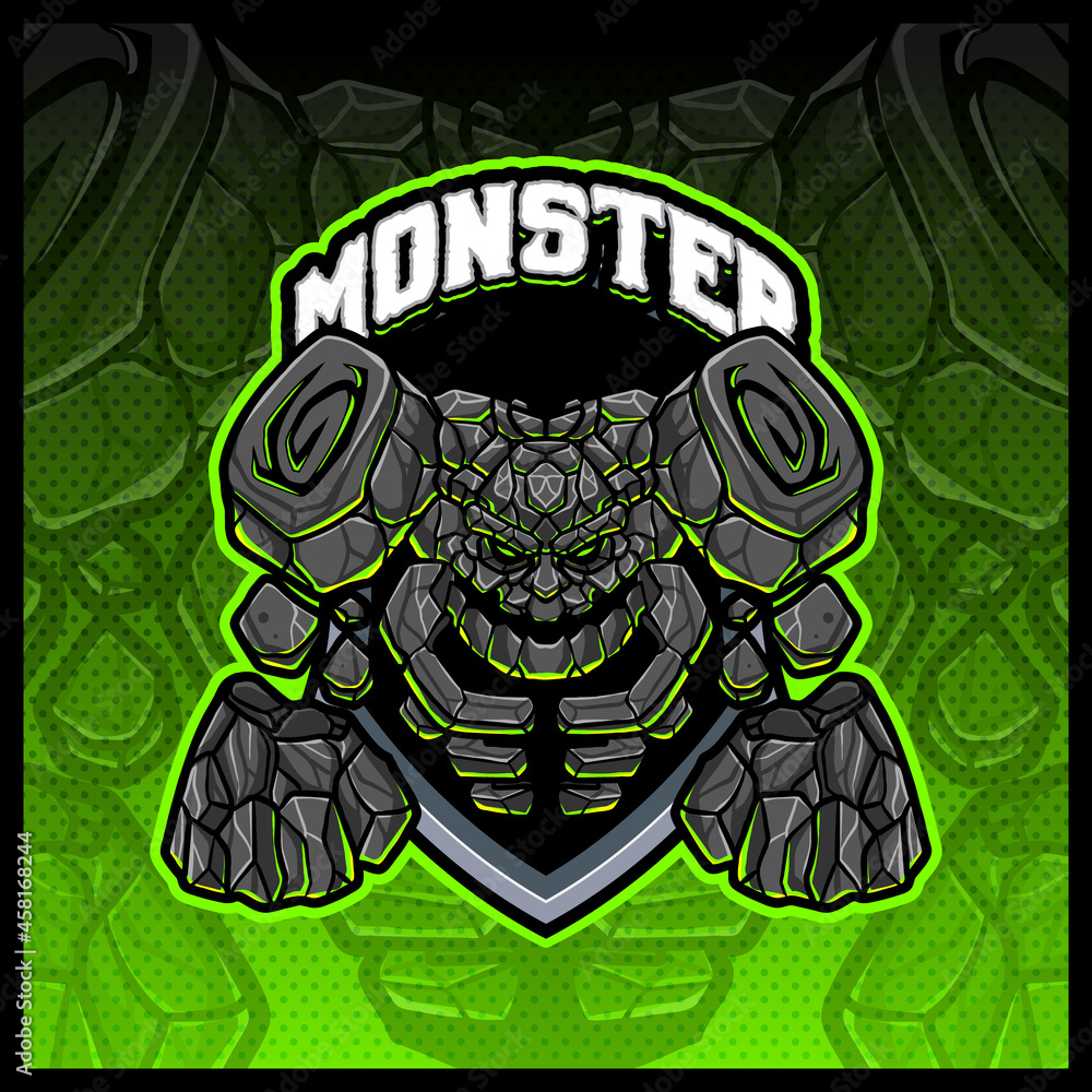 Giant Golem Rock Monster mascot esport logo design illustrations vector ...